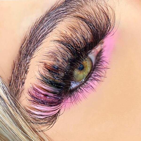 FANTASY Pink Glitter Color Lashes Strip Lashes With Glitter Pink Color ...