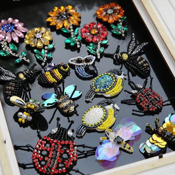 1pc 3d Handmade Rhinestone Beaded Patches for Clothing Star Cat Snake ...