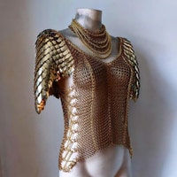 Silver Scalemail Chainmail Harness Shoulder Pauldrons Shroud Necklace ...