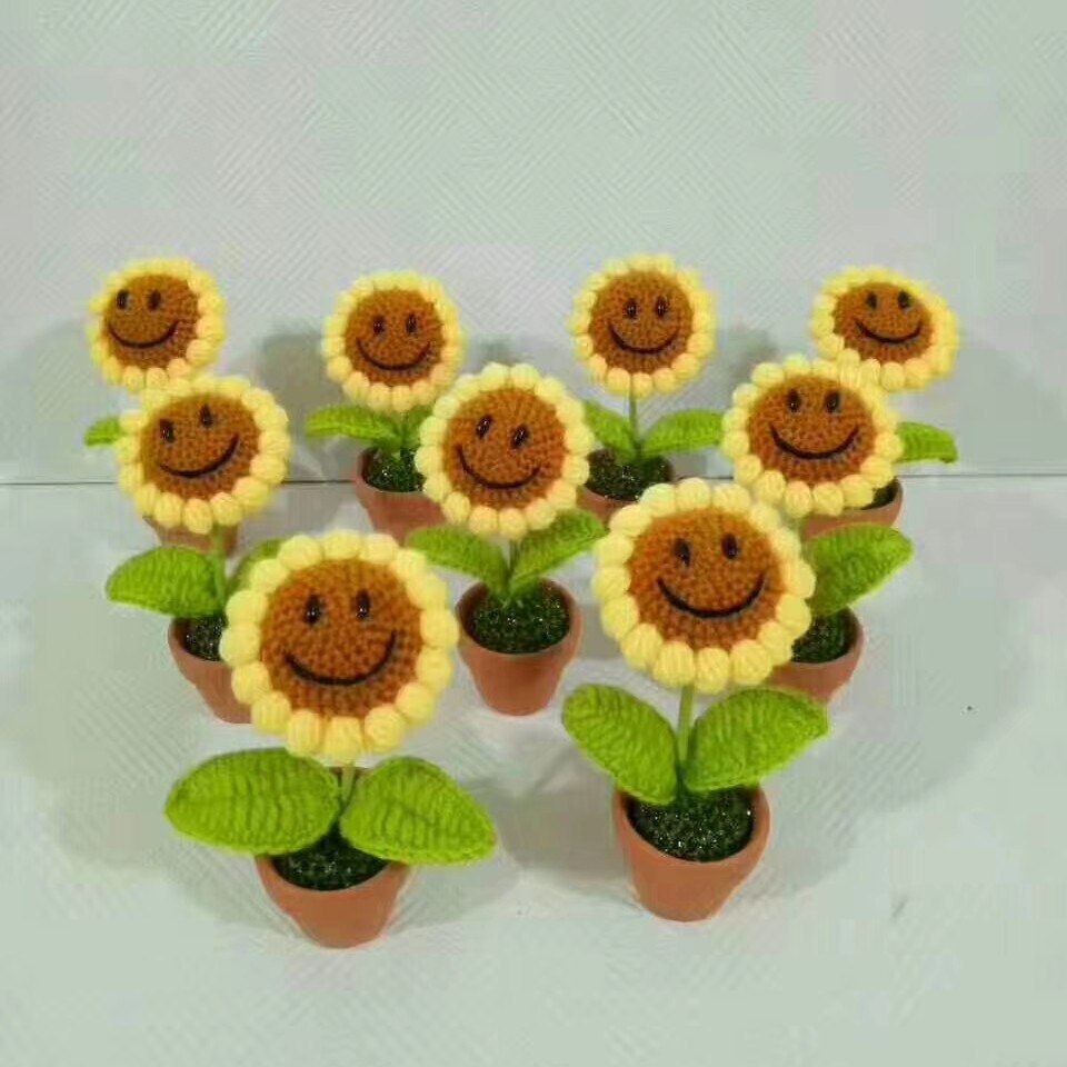 Crochet Fiber Arts Crochet Amigurumi Knitted 2 Smile Face Sunflower ...