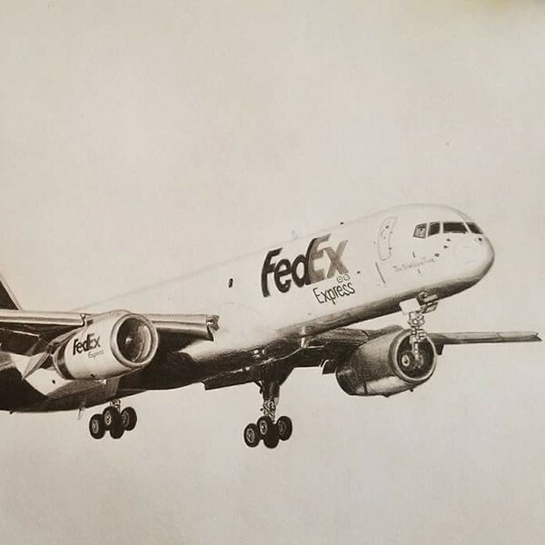 United Airlines Boeing 737 11x14 Archival Print of Pencil Drawing ...