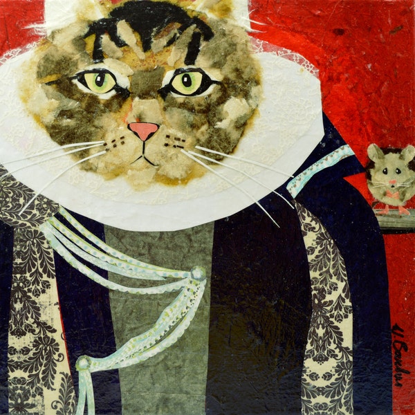 Paper Collage Art, Pudgy Ferret in a Horse Bandana by Wendy Boucher ...