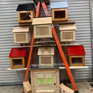 American Robin Nesting Box, Nesting Shelf, Large Bird House, Metal Roof ...