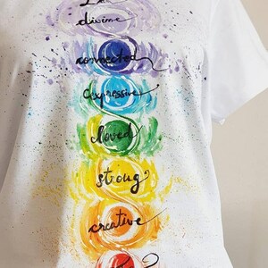 7 Chakras Painted T-shirt, Spiritual Awakening Top, Hand Painted T ...