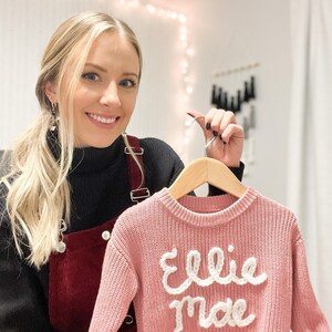 PERSONALIZED Hand Embroidered Baby Toddler pine Name Sweater - Etsy