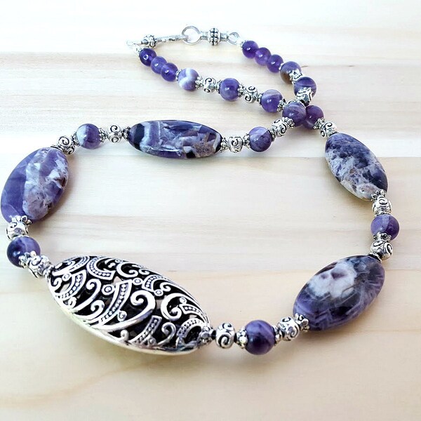 Blue Dumortierite Rondelle Gemstone Bead Earrings / Silver Paddle Pins ...