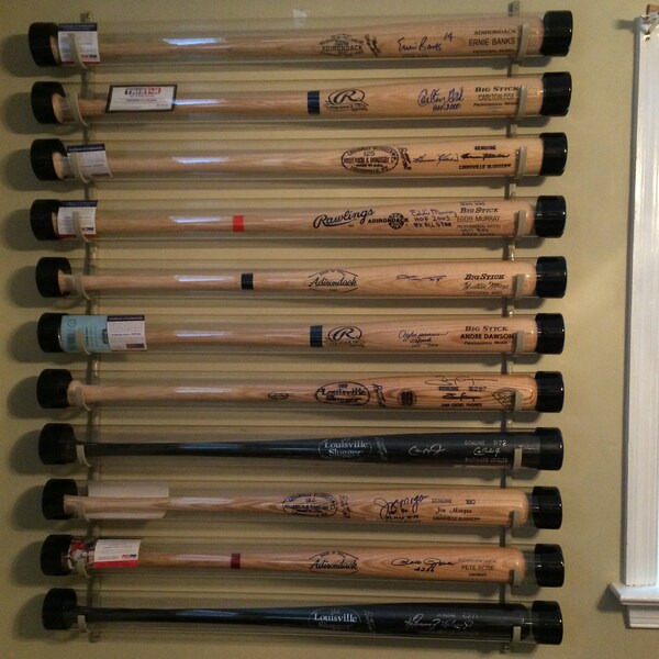 5bat Wood Baseball Bat Display Rack W/ Multiple Shelves Premium Pine ...