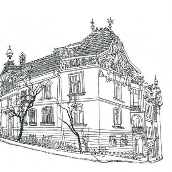 Cityscape Drawing for Digital Download One Line Drawing Architecture ...