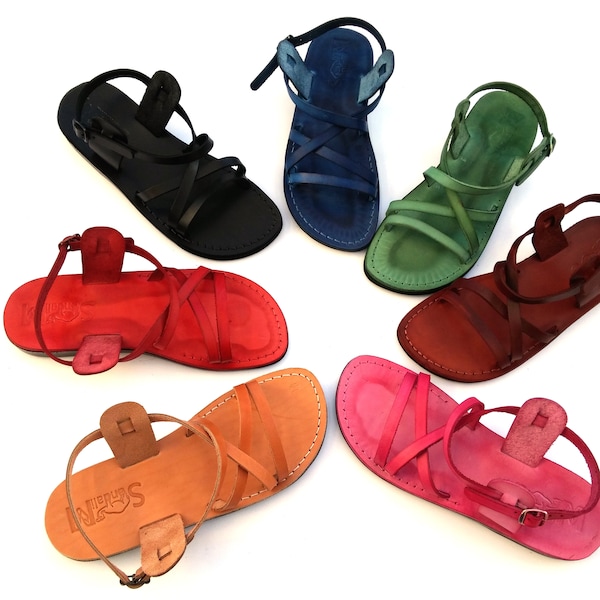 Blue Leather Jesus Sandals for Men and Women, JERICHO - Etsy