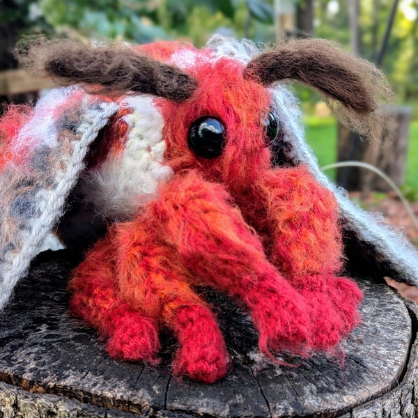 Made to Order Rosy Maple Moth Crochet Plush Toy, Amigurumi Stuffed ...