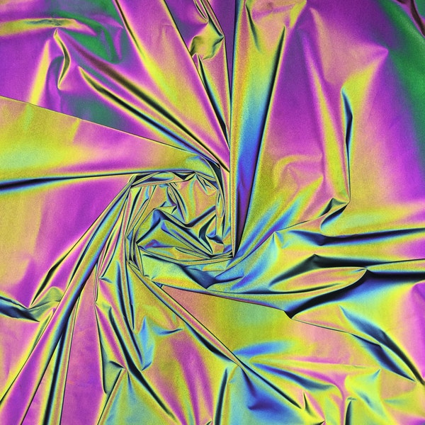 Iridescent Reflective STRETCH Fabric, Spandex, 4-way Stretch, High-vis ...