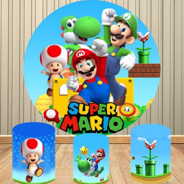Mario Themed Birthday Party Photography Backdrop Kids Baby Shower Party ...