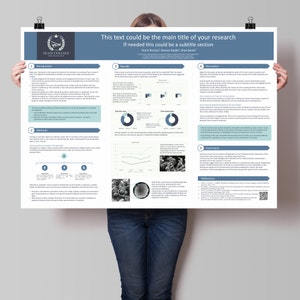 Research Poster Template Powerpoint for Scientific Conference A0 Portrait Dark Blue Design to ...