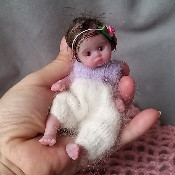 Mini Silicone Baby Doll 3 Inch Full Body Evie 8cm, Painted, Close Eyes ...
