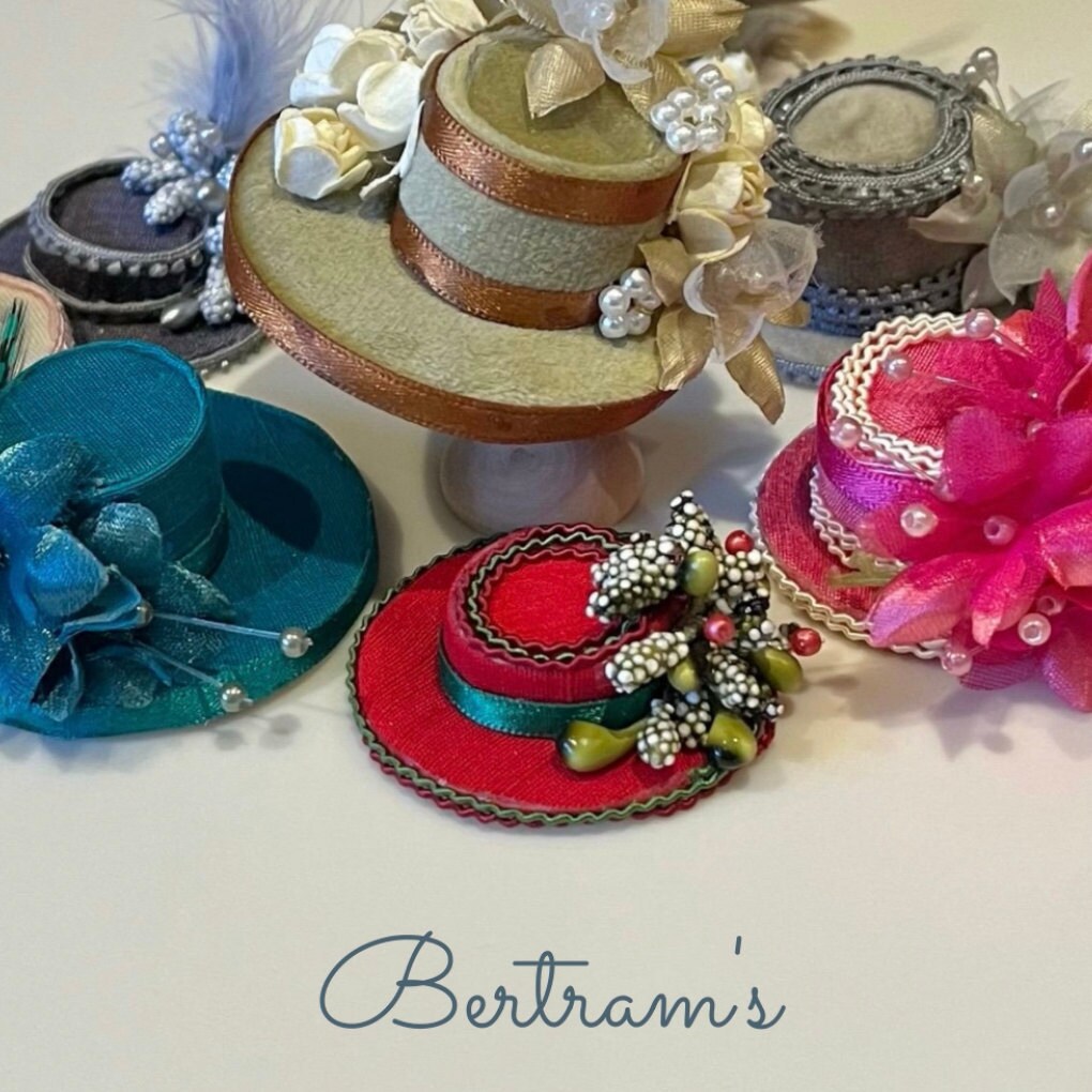 Stunning 1:12th scale miniature hat made from a dramatic paisley fabric ...