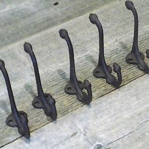 10 CAST IRON RED Hooks, Coat Hook, Hat Hook, Entryway, Bath, Vintage ...