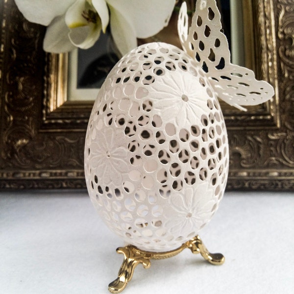 Carved Lace Goose Egg Decorated Goose Eggshell Unique Gift Goose Egg ...