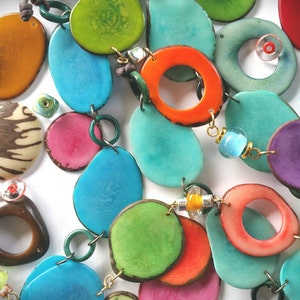 Tagua Nut Pendant. Big, Bold Pendant. Choice of Red or Red and Gray ...