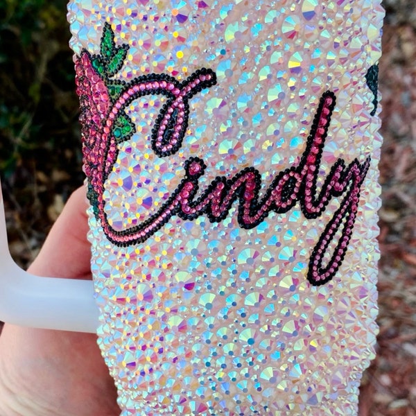 30oz Stanley Flower Crystal Rhinestone Cup - Etsy