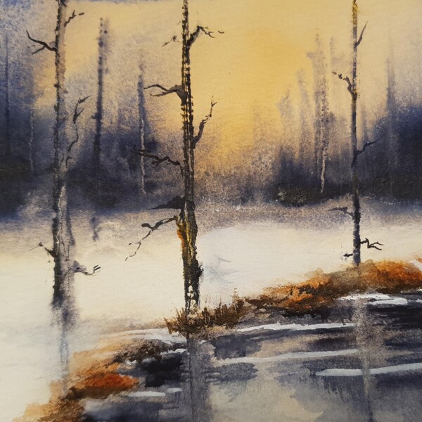 Unique Painting of Original Landscape Art. Watercolour Landscape Wall ...