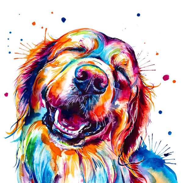 Colorful English Lab, Labrador Retriever Art Print Print of My Original ...