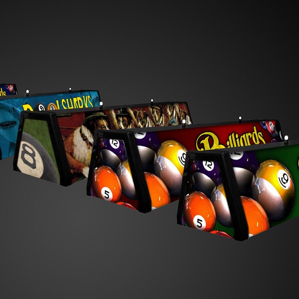 44 Pool Billiard Table Light, BLUE BILLIARDS, Back Lit Game Table Light ...