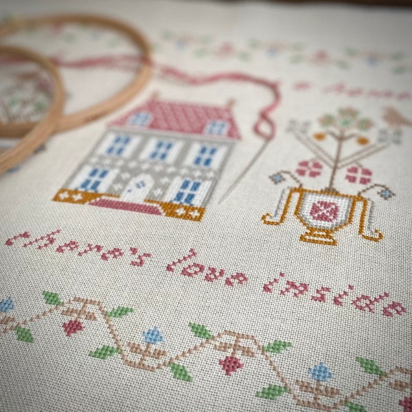 True Love Mini Quaker Sampler Cross Stitch Pattern, Easy Counted Cross ...