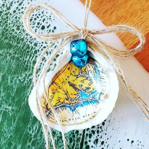 OUTER BANKS Map Oyster Shell Ornament Beach Vacation OBX Gifts Coastal ...
