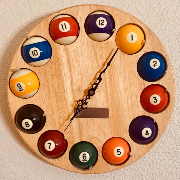 Hand Made Billiard Ball Clock, Pool Balls Clock Made From Wood. - Etsy