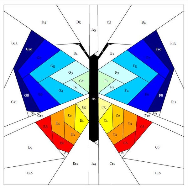 Beautiful Butterfly Foundation Paper Piecing Pattern FPP 12 Inch ...