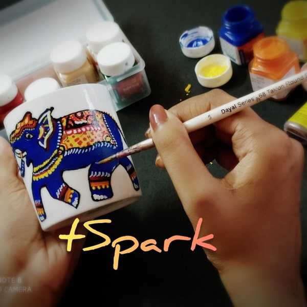 Hand Painted Indian Art Kulhad Set of 4 Without Handle Kullad Kullar ...