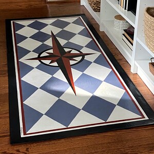 Painted Canvas Colonial Floorcloth With Diamond Design - Etsy