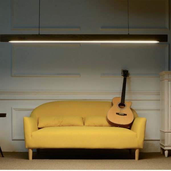 Tolv Oval Linear Suspension Chandelier Farmhouse Chandelier Modern Wood ...