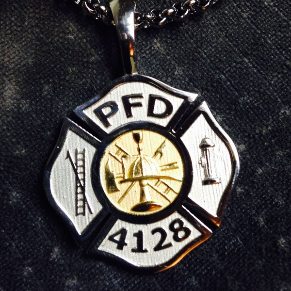 Firefighter Fire Rescue Pendant in Sterling Silver With 24 Stainless ...