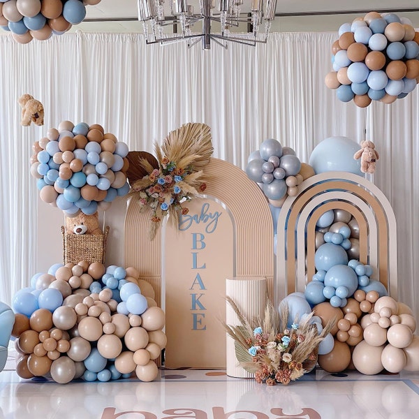 181pcs Matte Beige Balloon Garland Matte Navy Blue Red Balloon Arch Kit ...