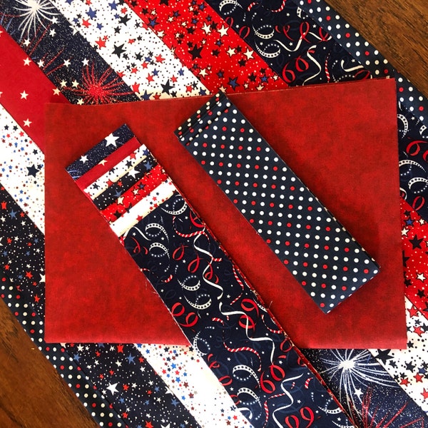 Red Jelly Roll Quilt Fabric Strips Time Saver Quilt Kit by SEW FUN ...