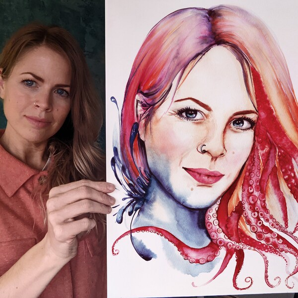 Jellyfish Watercolour Painting Giclée Print Coastal Decor Wall Art Sea ...