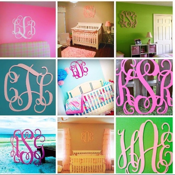 Custom Wooden Monogram Wall Hanging Large Monogram Wall Decor Wall Art ...