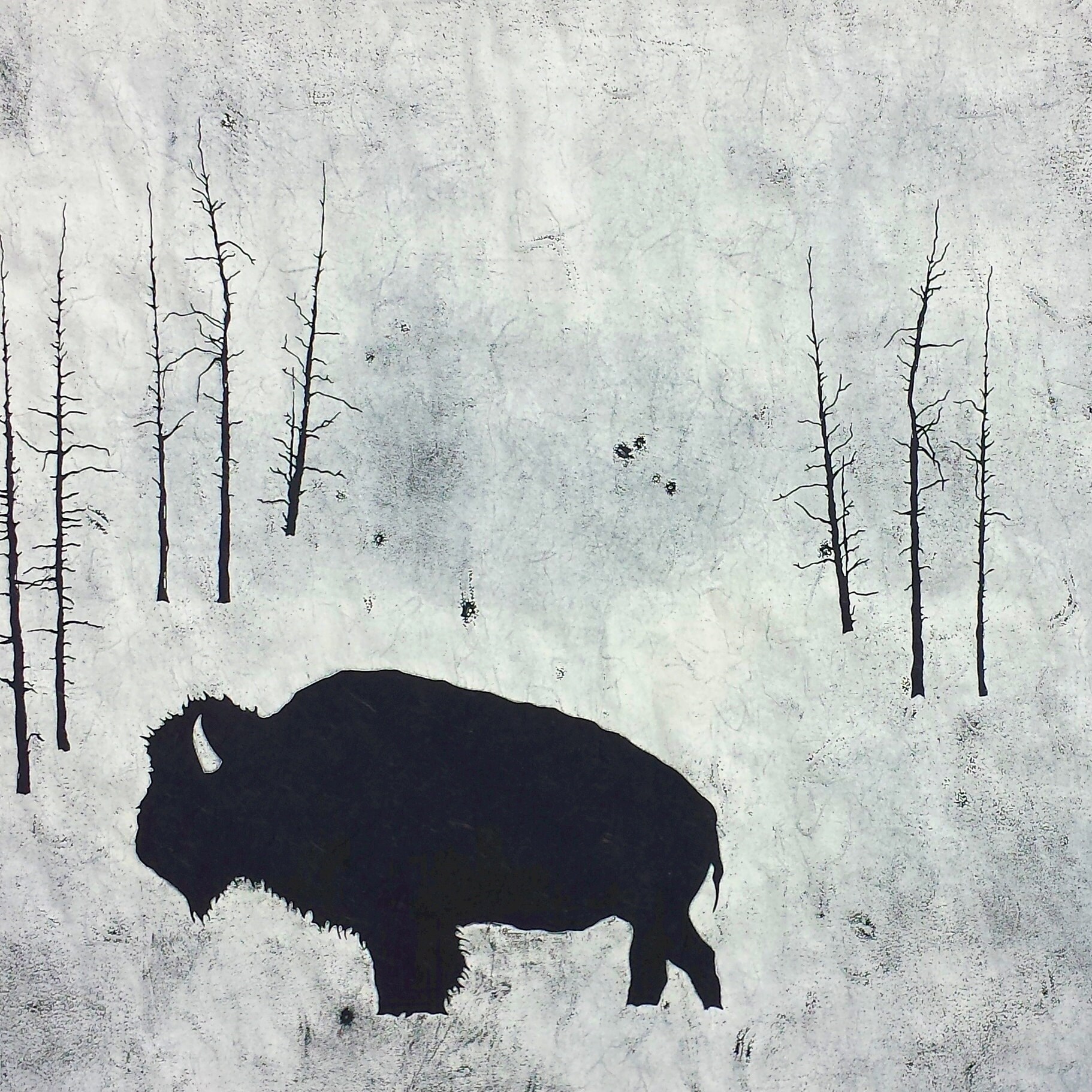 Red, White, Brown, or Light Blue 5 Handmade Winter Bison Cards Art ...