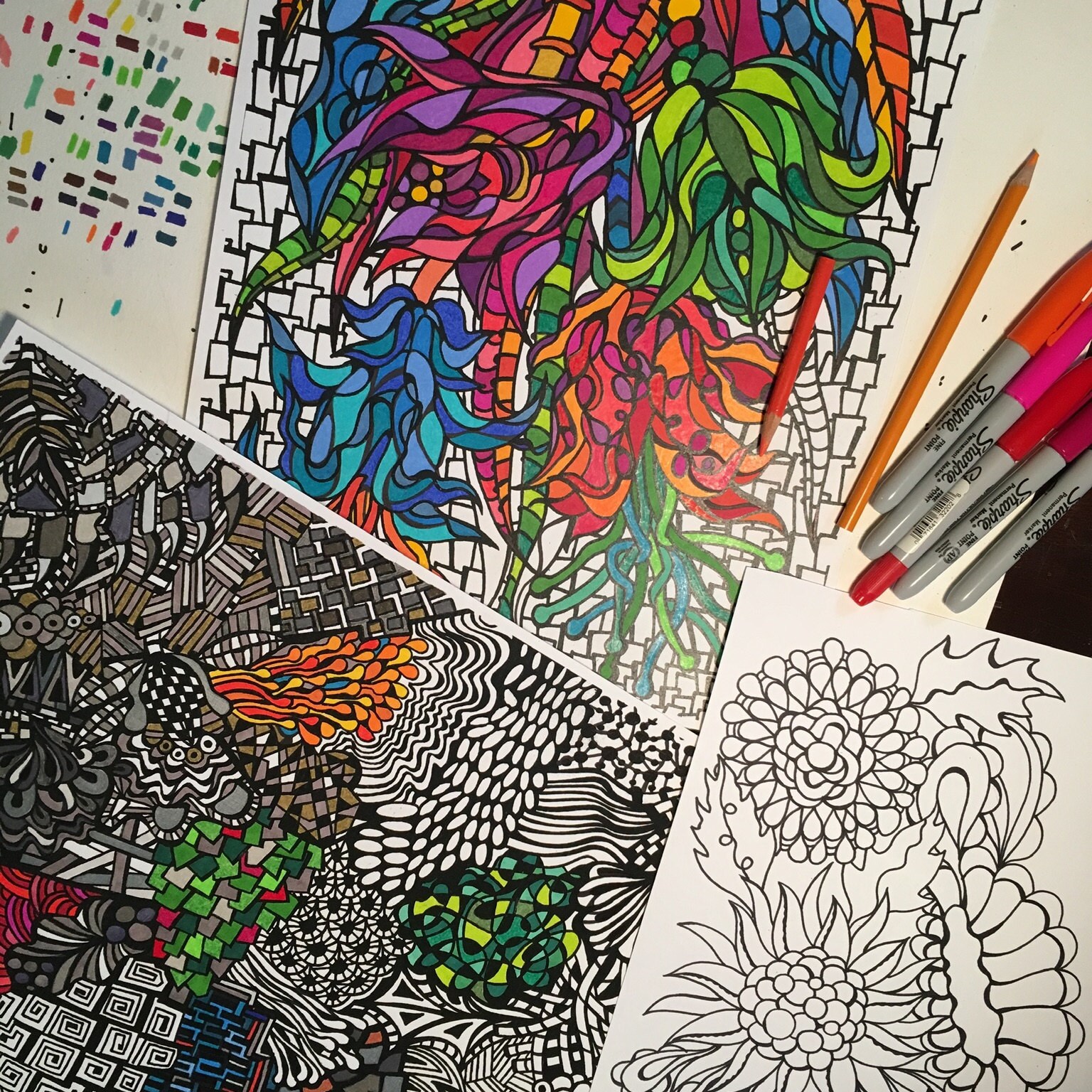 Prints Black and White Doodle Design print of original drawing drawing ...