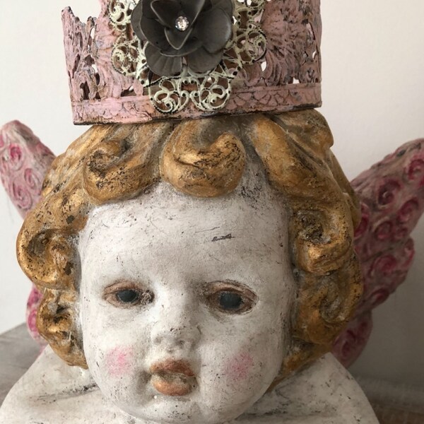Vintage 1970s Pink Lady Angel Cherub Plaque/pottery/shabby Chic Cottage ...