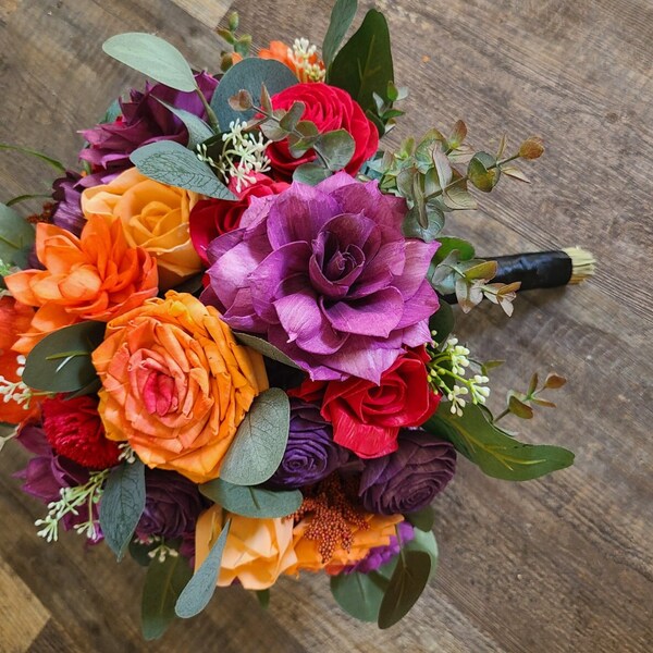 Micro Wedding Bouquet, Ready to Ship Mini Bridal Bouquet, Wood Flowers ...