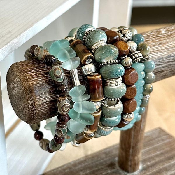 Multi Layered Beaded Stretch Bracelet - Etsy