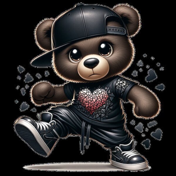 Graffiti Hip Hop Teddy Bear Middle Finger Up, Cartoon Teddy Bear ...