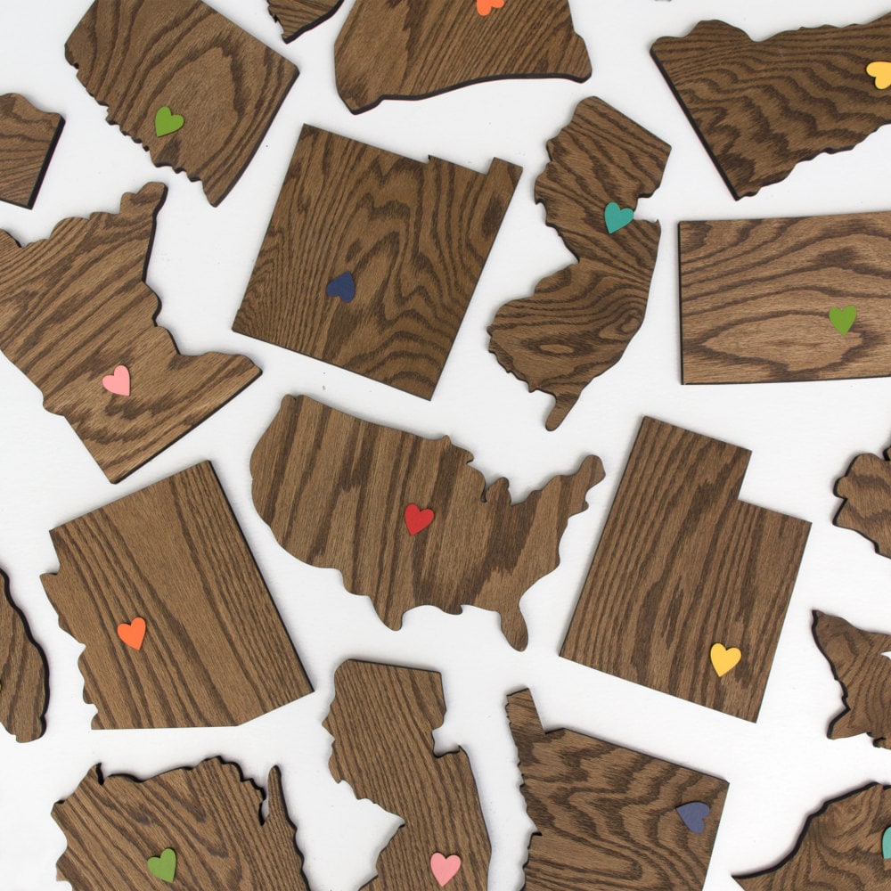 Wooden States & Ornaments by KOLORIZE on Etsy
