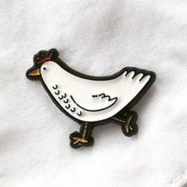 Chicken Enamel Pin / Badge with Original Drawing Personalised Option ...