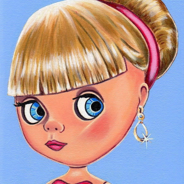 Barbie Art Original Oil Painting Barbie Cousin Francie Doll on Canvas ...