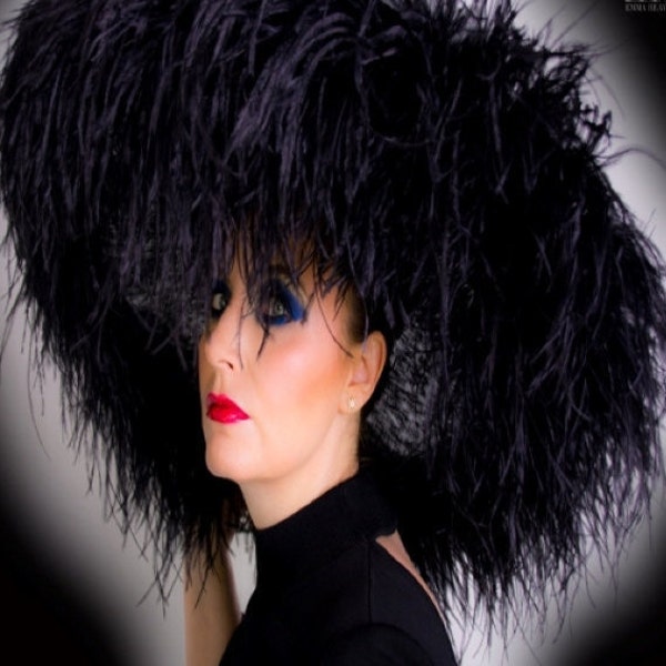 Emma Extra Large Hat With Ostrich Feather Boa in Orange - Etsy