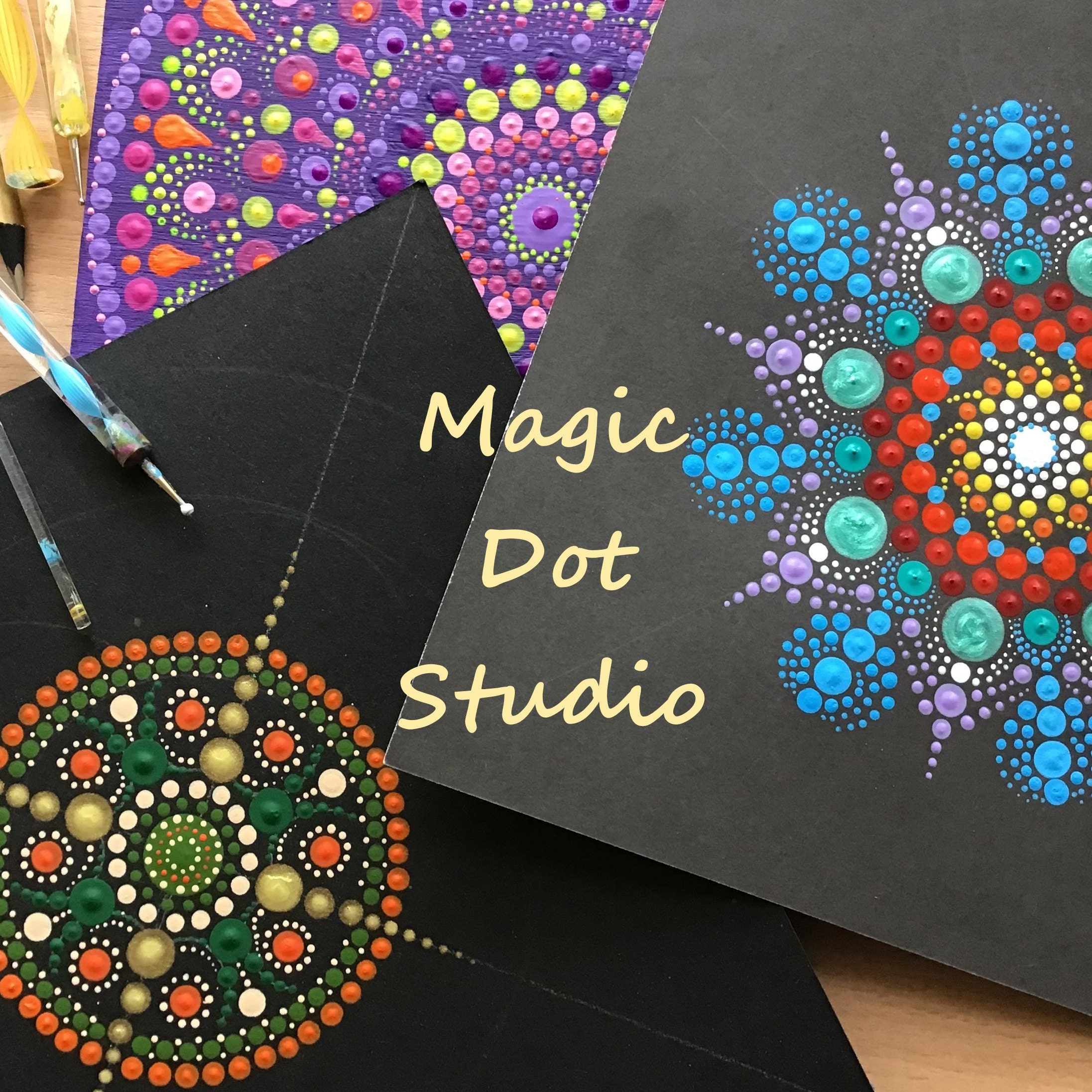 Bohemian home decor dot mandalas unique custom by MagicDotStudio