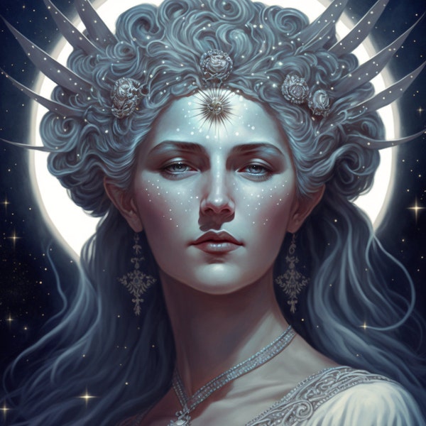 Awilix, Mayan Goddess of the Moon Wall Art, Mythical Goddess Art Print ...